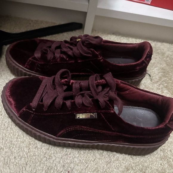 Puma | Shoes | Puma Red Athletic Shoes Velvet Lowtop | Poshmark